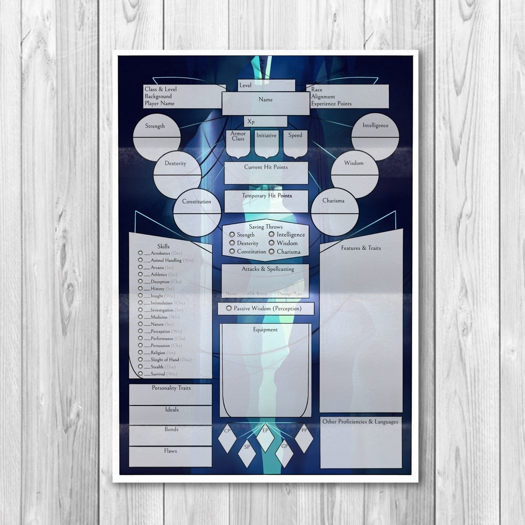 Space Geometric Dnd Character Sheet Dungeons and Dragons PDF - Etsy