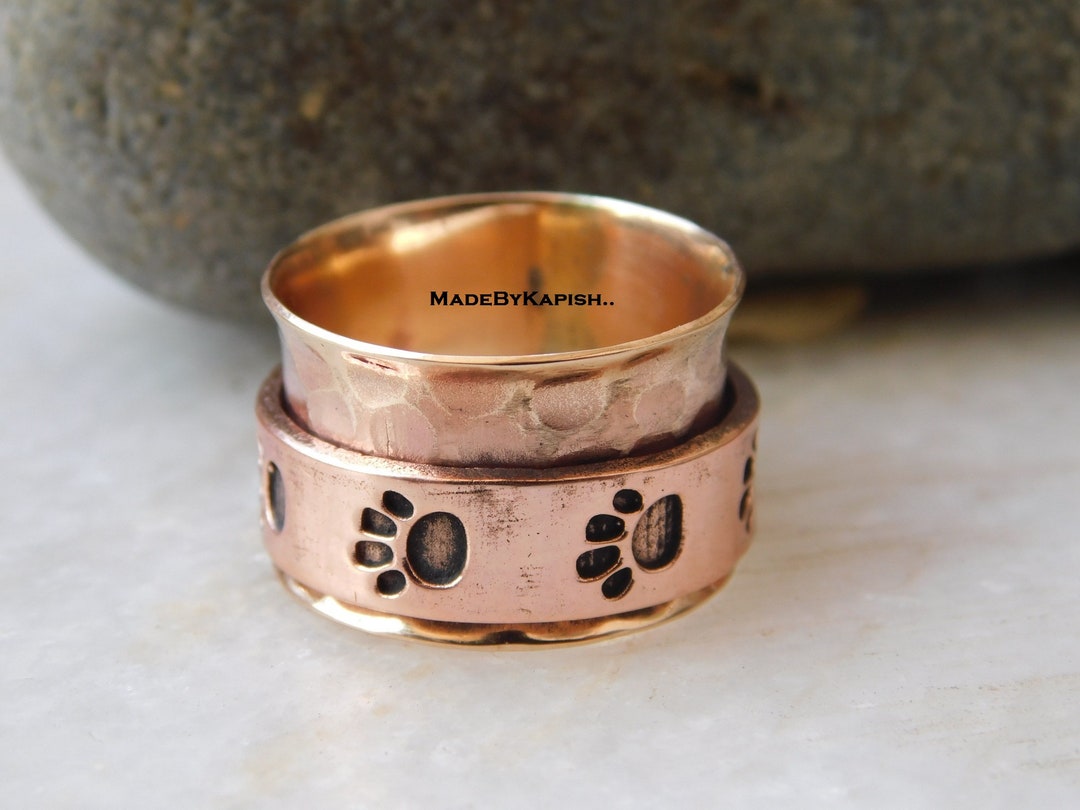 Handmade Copper Spinner Ring: Cat Paw Print Meditation Ring - Etsy