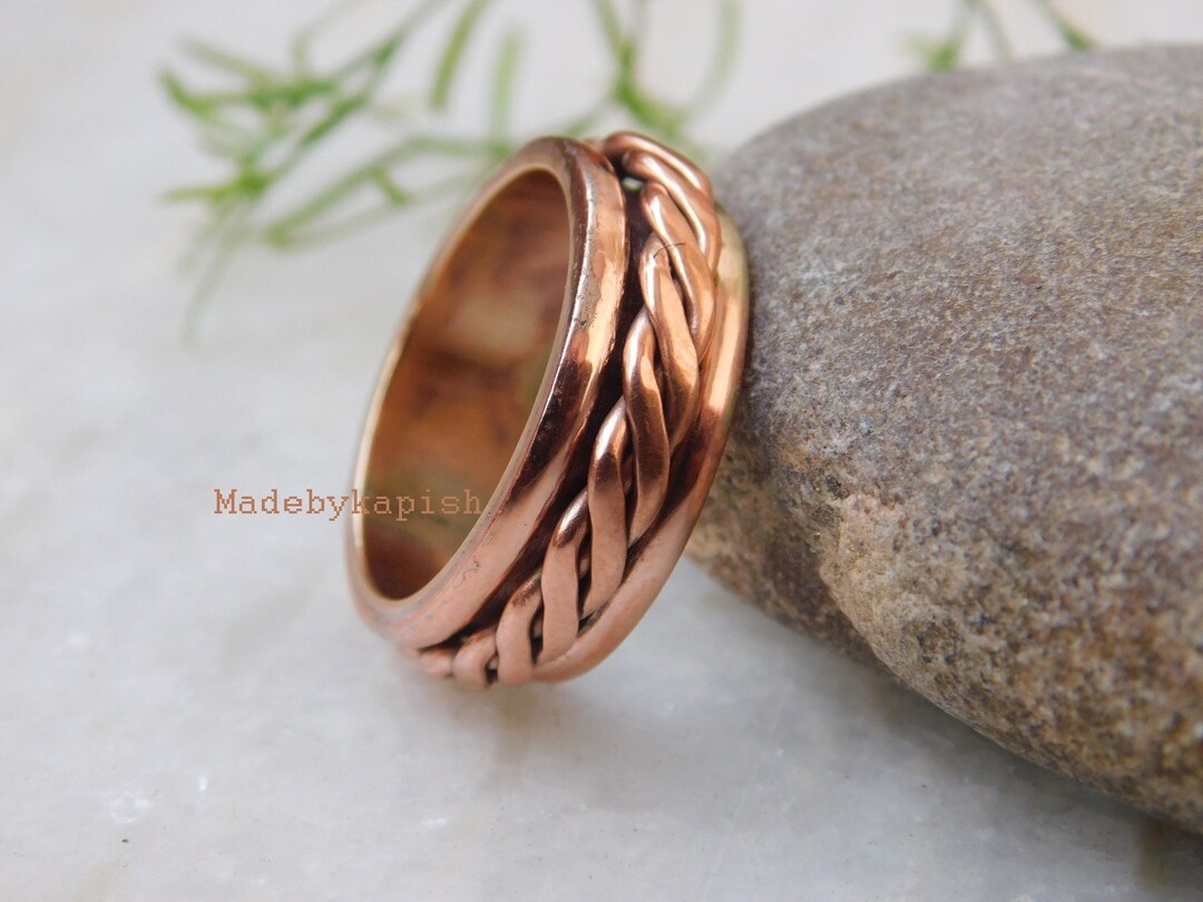Braided Copper Ring: Handmade Spinner Worry Ring - Etsy