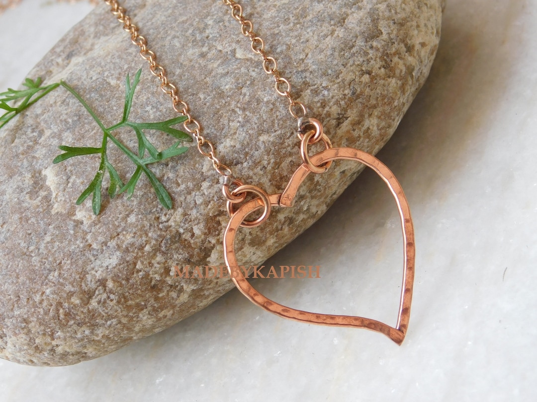 Heart Copper Necklace, Antique Copper Heart Pendant, 22nd Anniversary ...