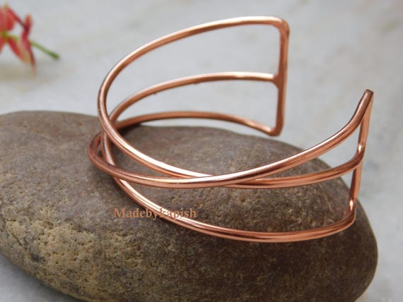 Genuine Copper Designer Cuff Bracelet Arthritis Pain Energy Therapy Solid COPPER Handmade Bangle Adjustable Anklet Unisex Copper Jewelry Etsy