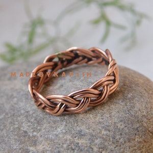 Braided Copper Ring: Healing Copper Band, 4mm Wide - Etsy