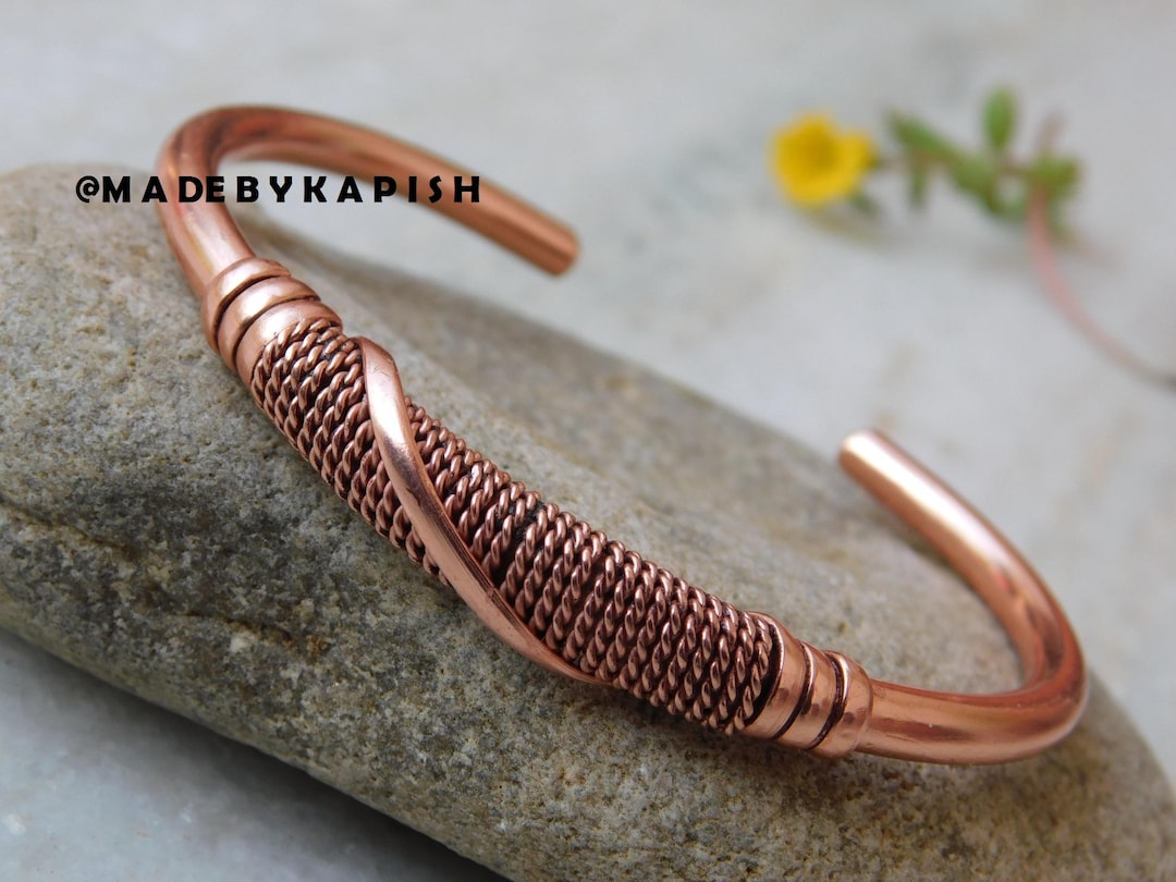 Handmade Copper Bangle: Adjustable Boho Cuff Bracelet - Etsy