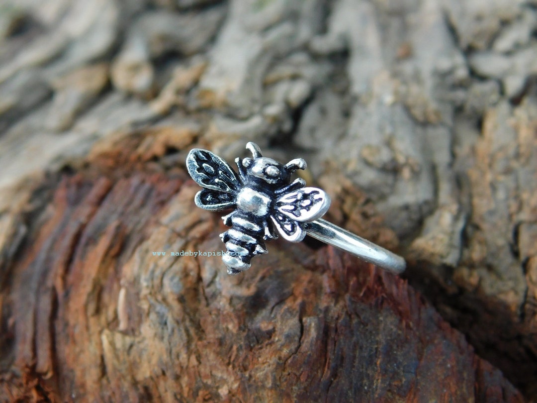 Silver Bee Ring 925 Sterling Silver Ring Stacking Ring Bee - Etsy