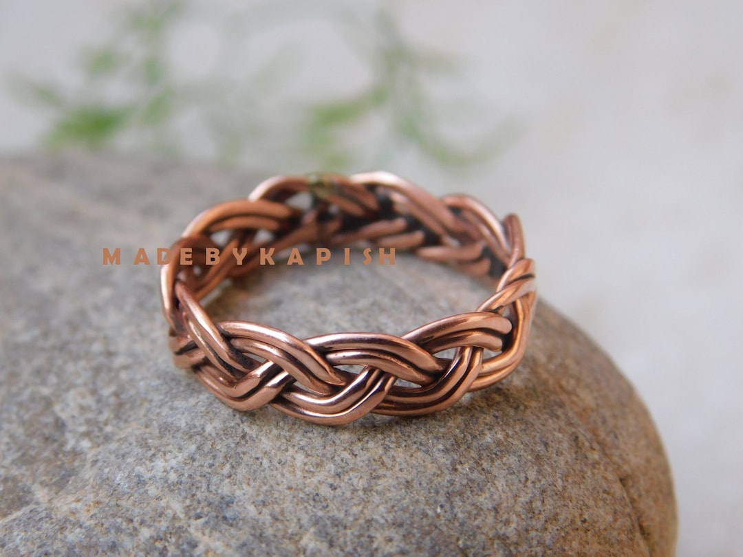 Braided Copper Ring: Healing Copper Band, 4mm Wide - Etsy