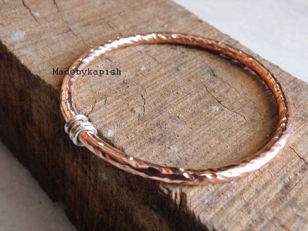 Hammered Copper Bangle Bracelet Pure Copper Bracelet Solid - Etsy