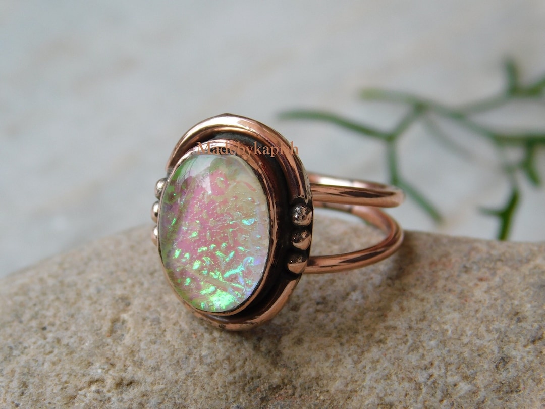 Copper Australian Triplet Opal Ring: Handmade Fire Gemstone Jewelry - Etsy