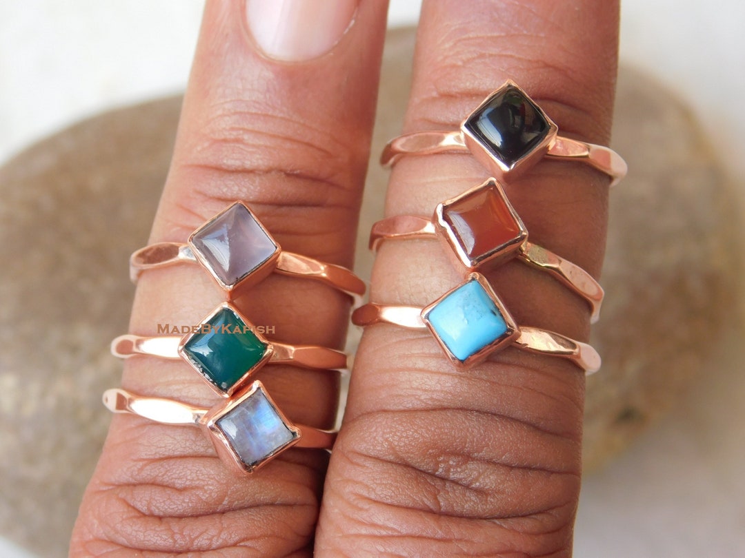 Copper Gemstone Rings, Copper Stacking Ring, Copper Birthstone Healing ...