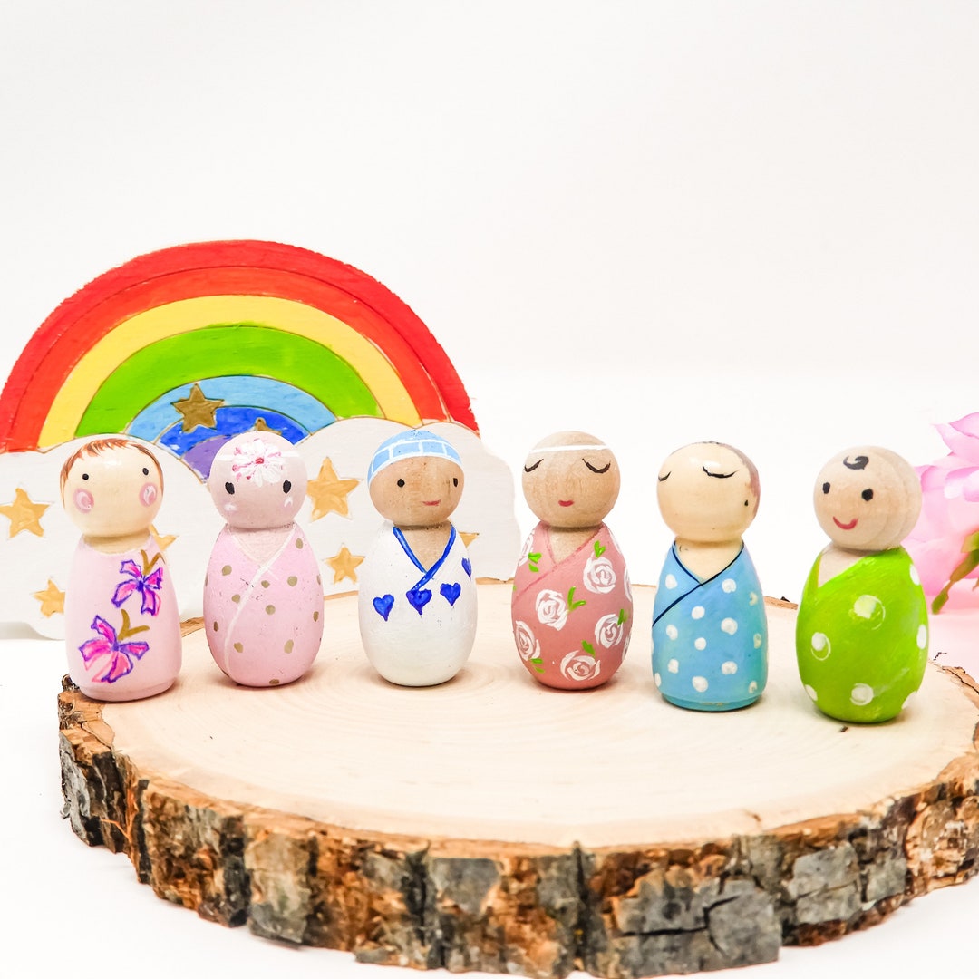 Custom Baby Peg Dolls, Personalized New Born Baby, Baby Announcement ...