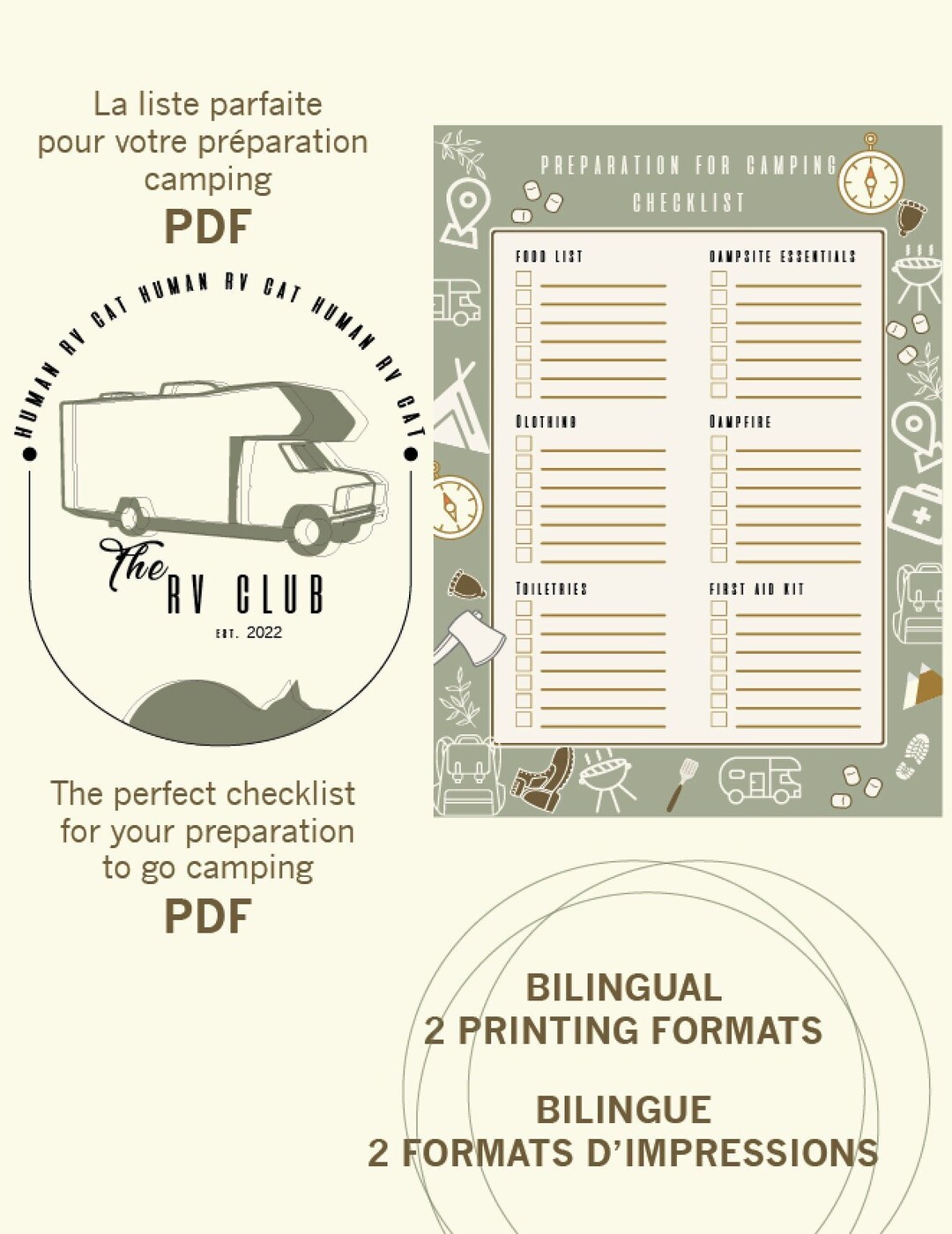 Bilingual Checklist Camping PDF. - Etsy