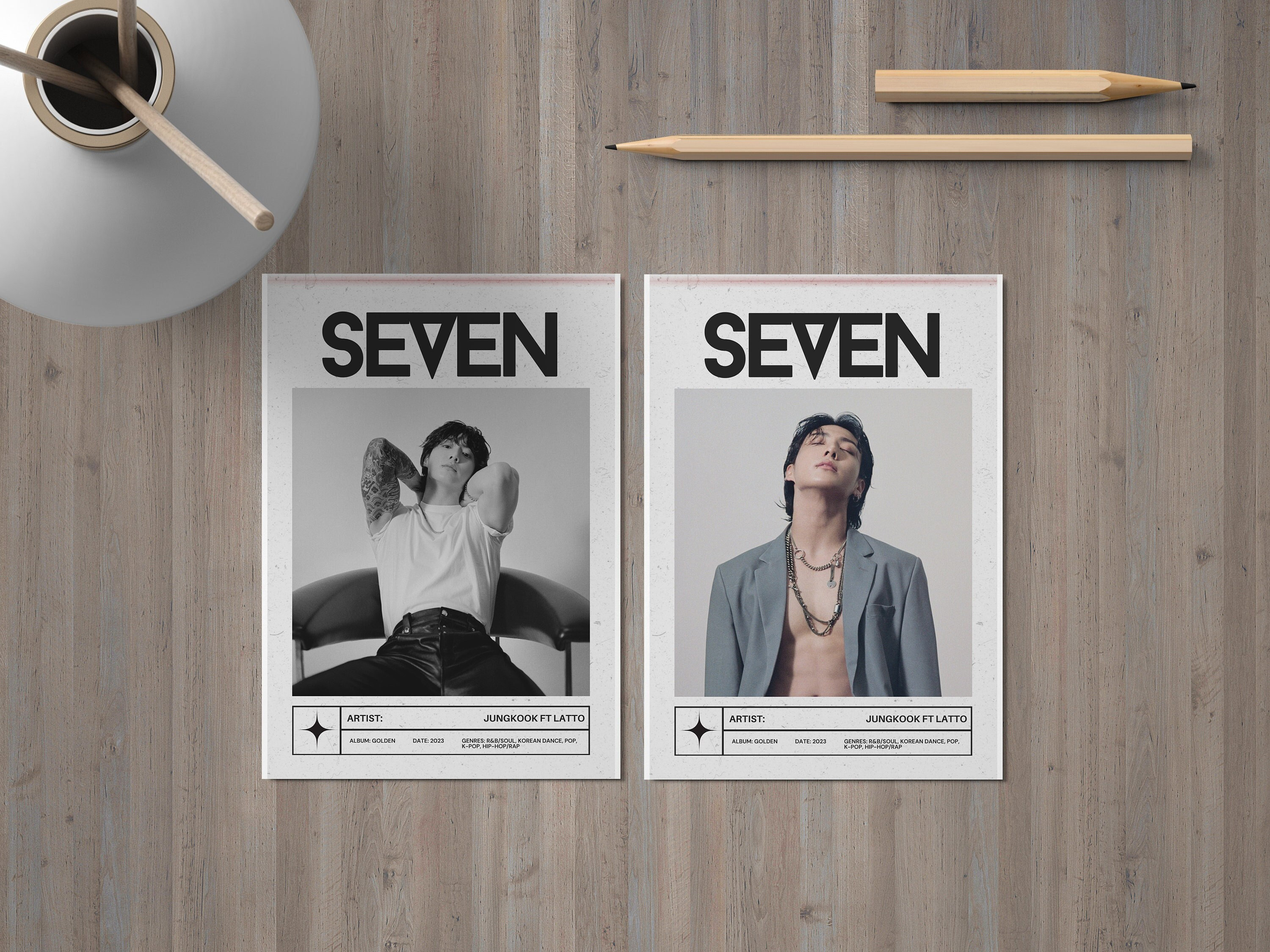 Jungkook Latto Seven Minimalist Song Poster Photo Print Wall Decor ...