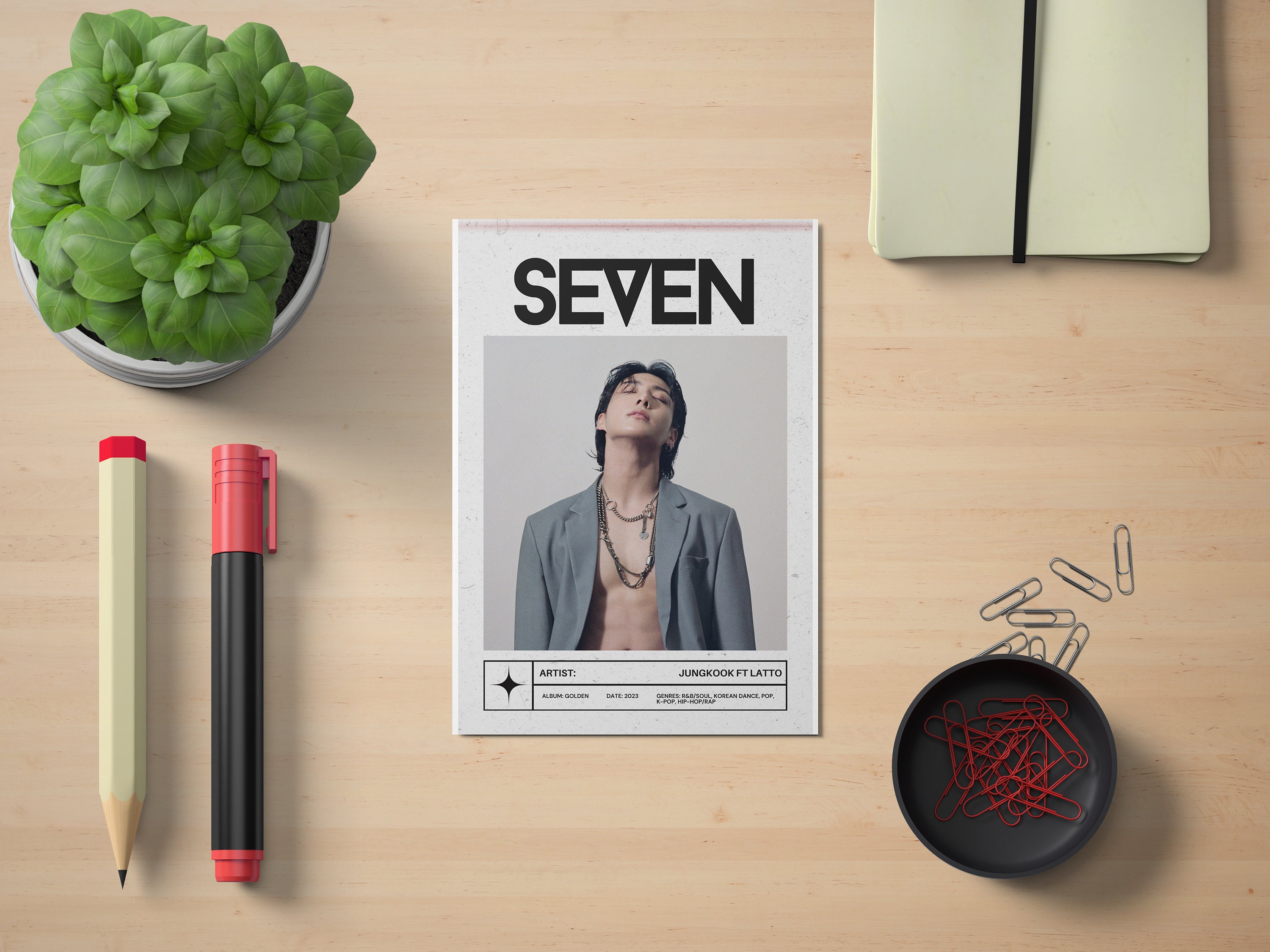 Jungkook Latto Seven Minimalist Song Poster Photo Print Wall Decor ...