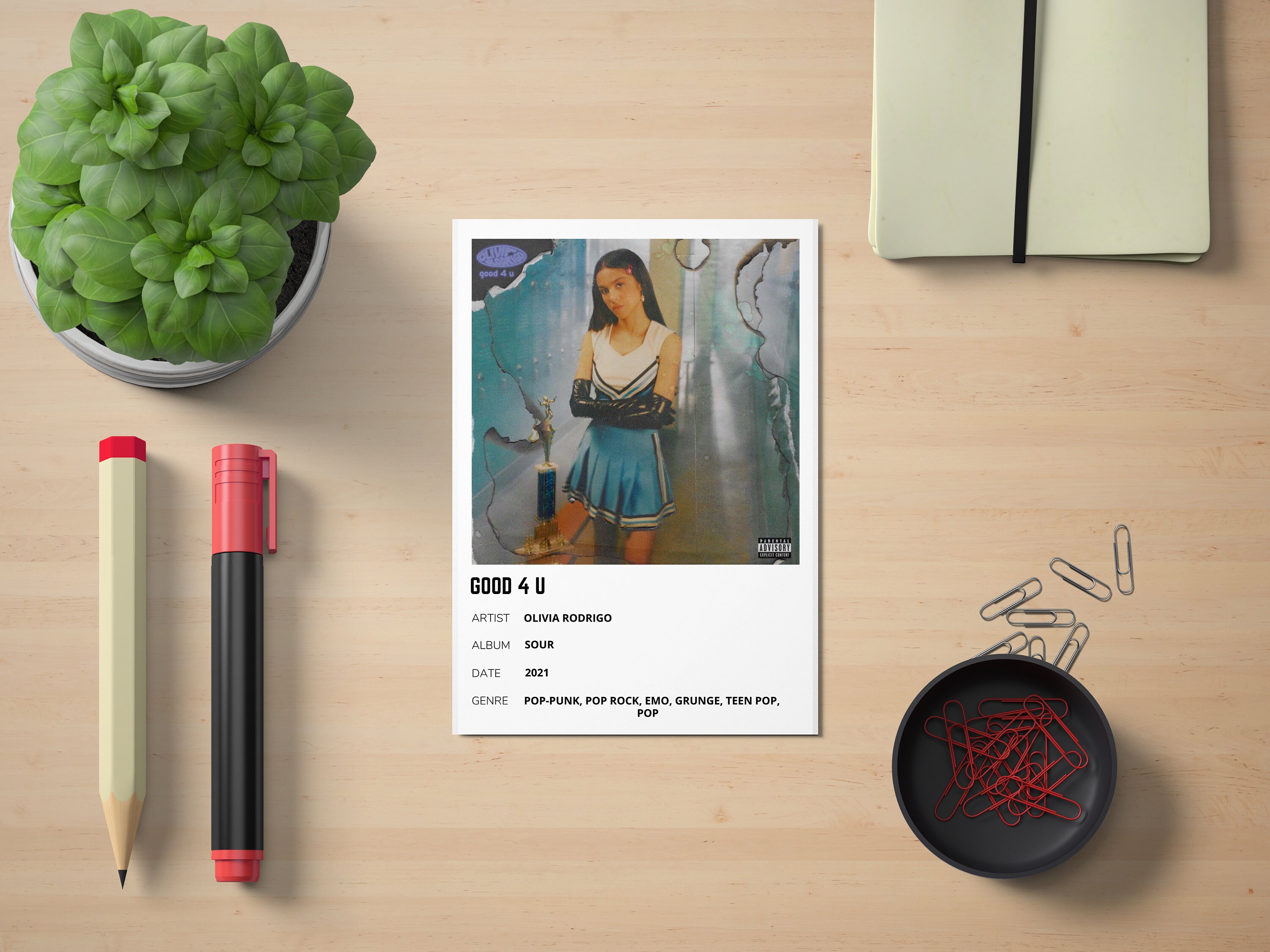 Olivia Rodrigo Good 4 U Minimalist Song Poster Photo Print | Wall Decor ...