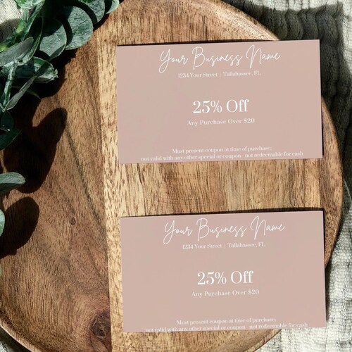 Printable Business Coupon Template Simple Business Card Size - Etsy