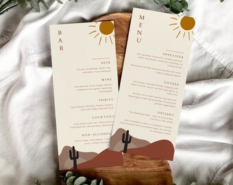 Western Bar Menu Template - Etsy