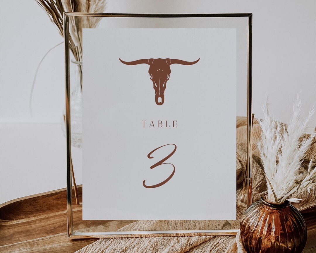 Western Terracotta Table Number Sign Template, Rust Wedding Seat ...