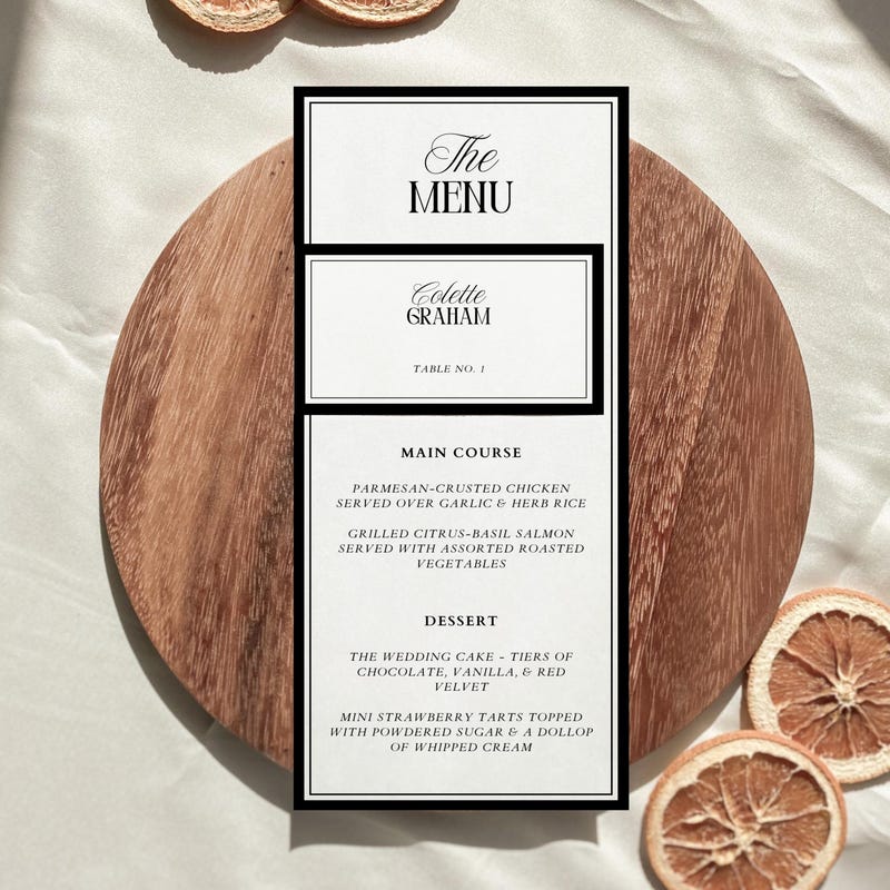 Luxury Menu Cards - Etsy