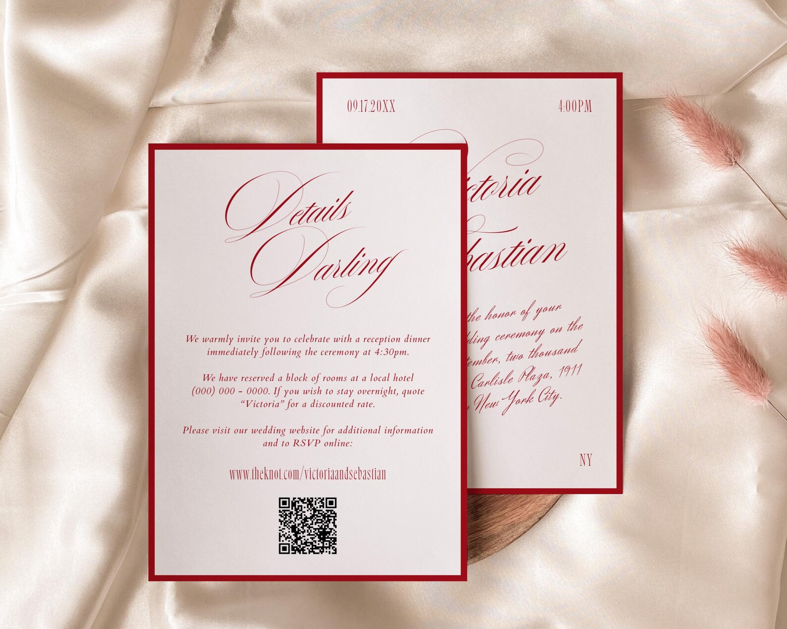 Timeless Luxury Wedding Invitation Template, Romantic Red All-in-one ...
