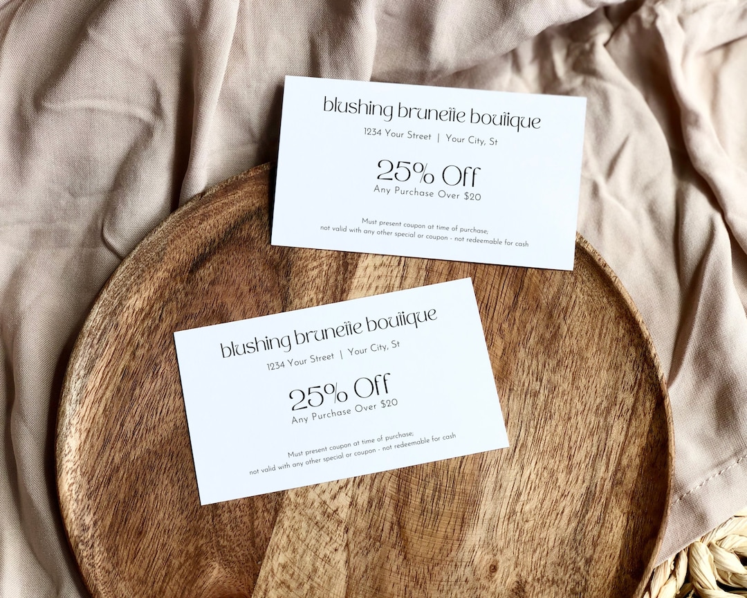 Simple Small Business Coupon Template, Printable Discount Card, Modern ...