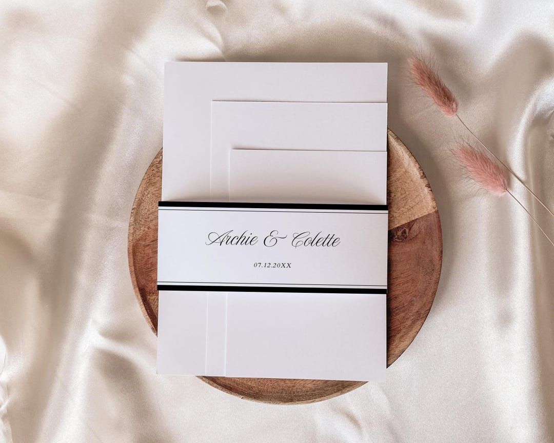 Classic Old Money Wedding Invitation Belly Band Template, Timeless ...