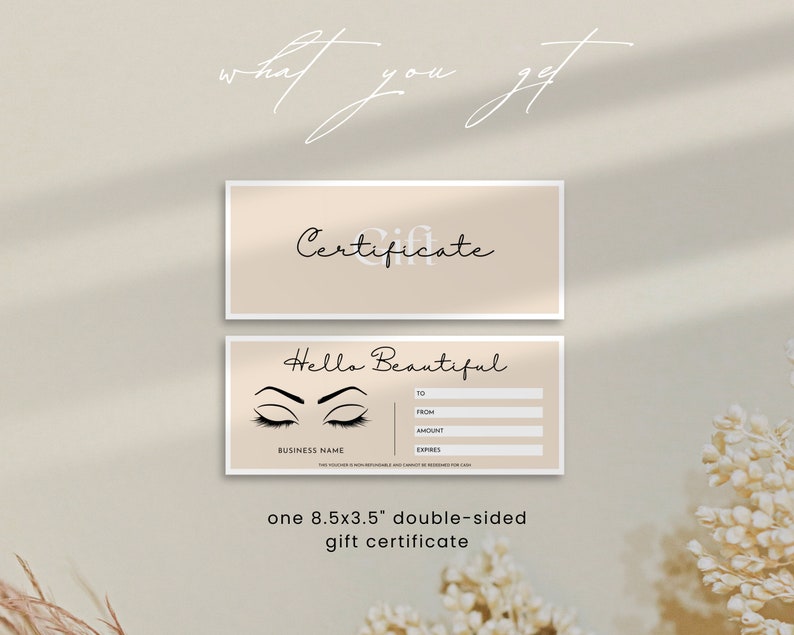 Printable Eyelash Gift Certificate Template, Lash Extension Gift ...