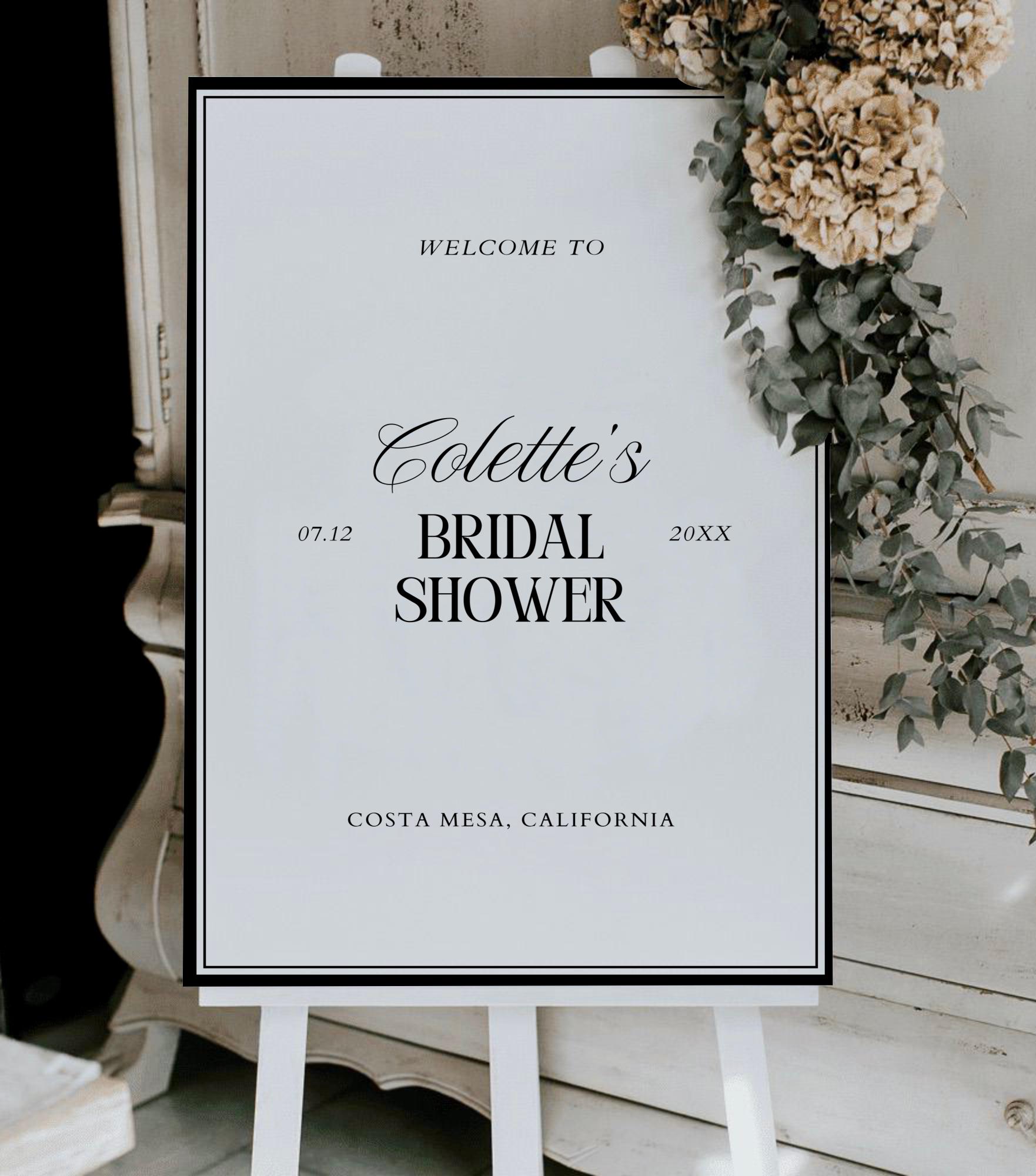 Classic Old Money Bridal Shower Welcome Sign Template, Timeless Vintage ...
