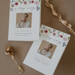 Wildflower Funeral Program Template, Blooming Floral Memorial Order of ...