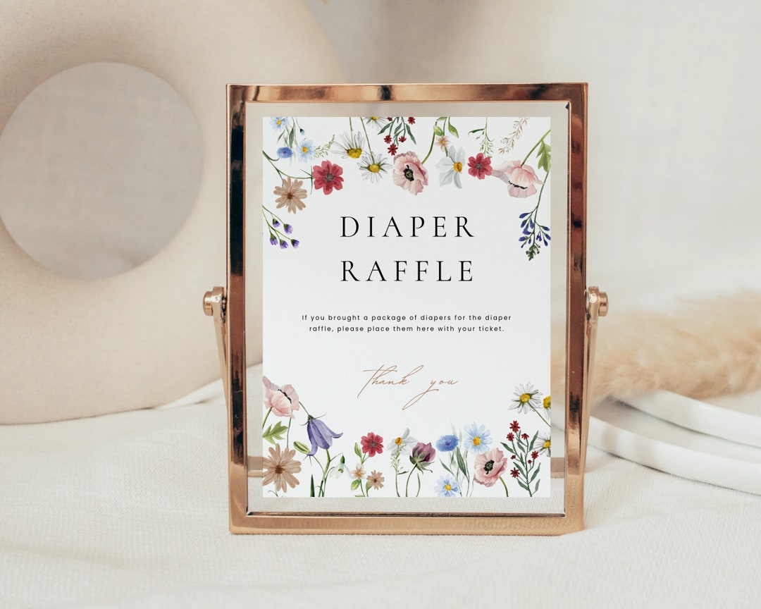 Wildflower Diaper Raffle Sign Template, Blooming Floral Baby Shower ...