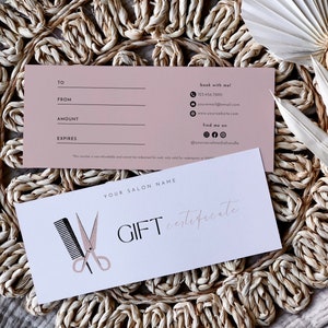 Modern Hair Stylist Gift Certificate Template, Editable Hair Dresser ...