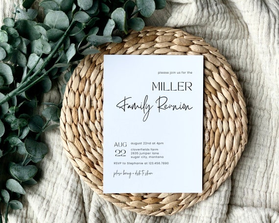 Simple Family Reunion Invitation Template Minimalist Family - Etsy