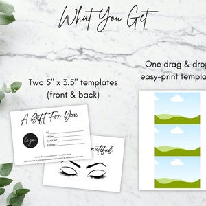Simple Printable Eyelash Gift Certificate, Lash Extension Gift Card ...