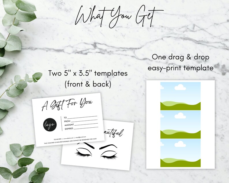 Simple Printable Eyelash Gift Certificate, Lash Extension Gift Card ...