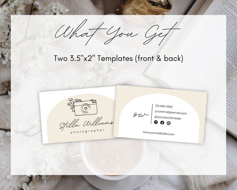 Arch Photography Business Card Template Boho Editable - Etsy