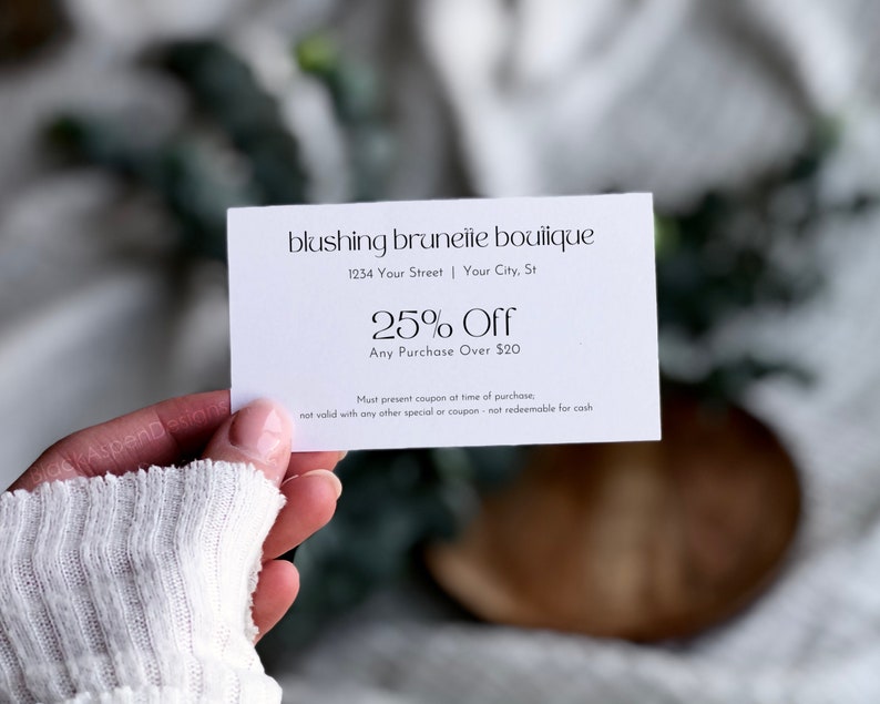 Simple Small Business Coupon Template, Printable Discount Card, Modern ...