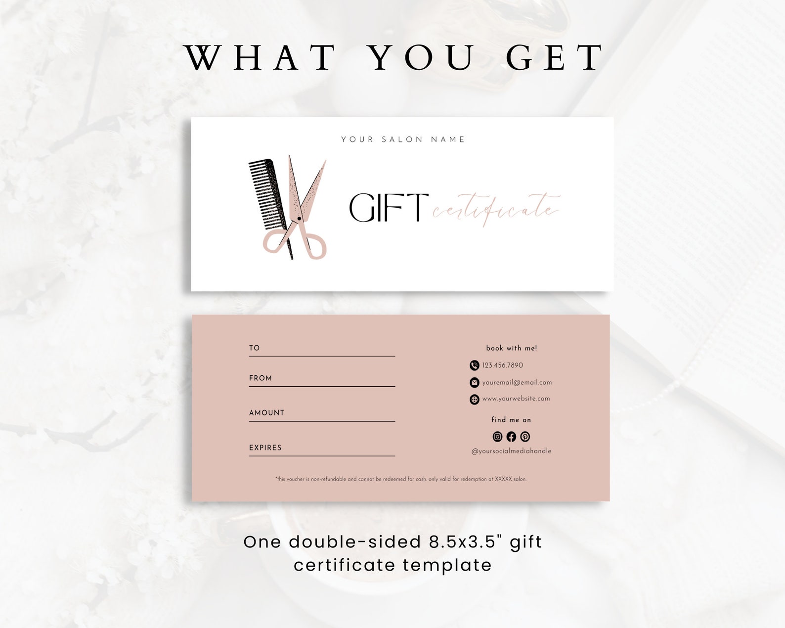 Modern Hair Stylist Gift Certificate Template, Editable Hair Dresser ...