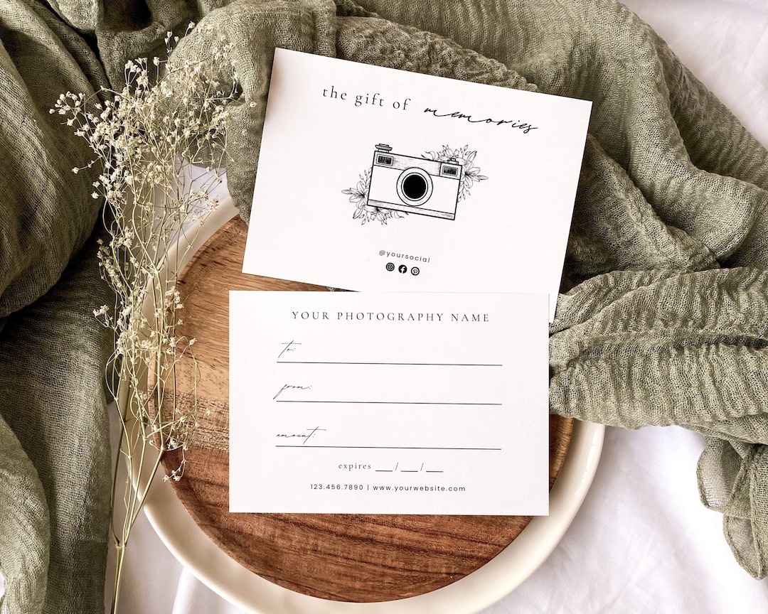 Modern Photography Gift Certificate Template, Minimalist Photographer ...