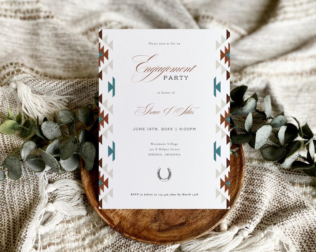 Southwestern Engagement Party Invitation Template, Desert Wedding ...