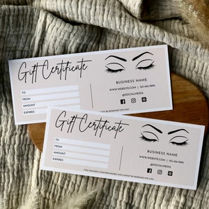 Eyelash Gift Certificate Template, Printable Boho Gift Card, Editable ...