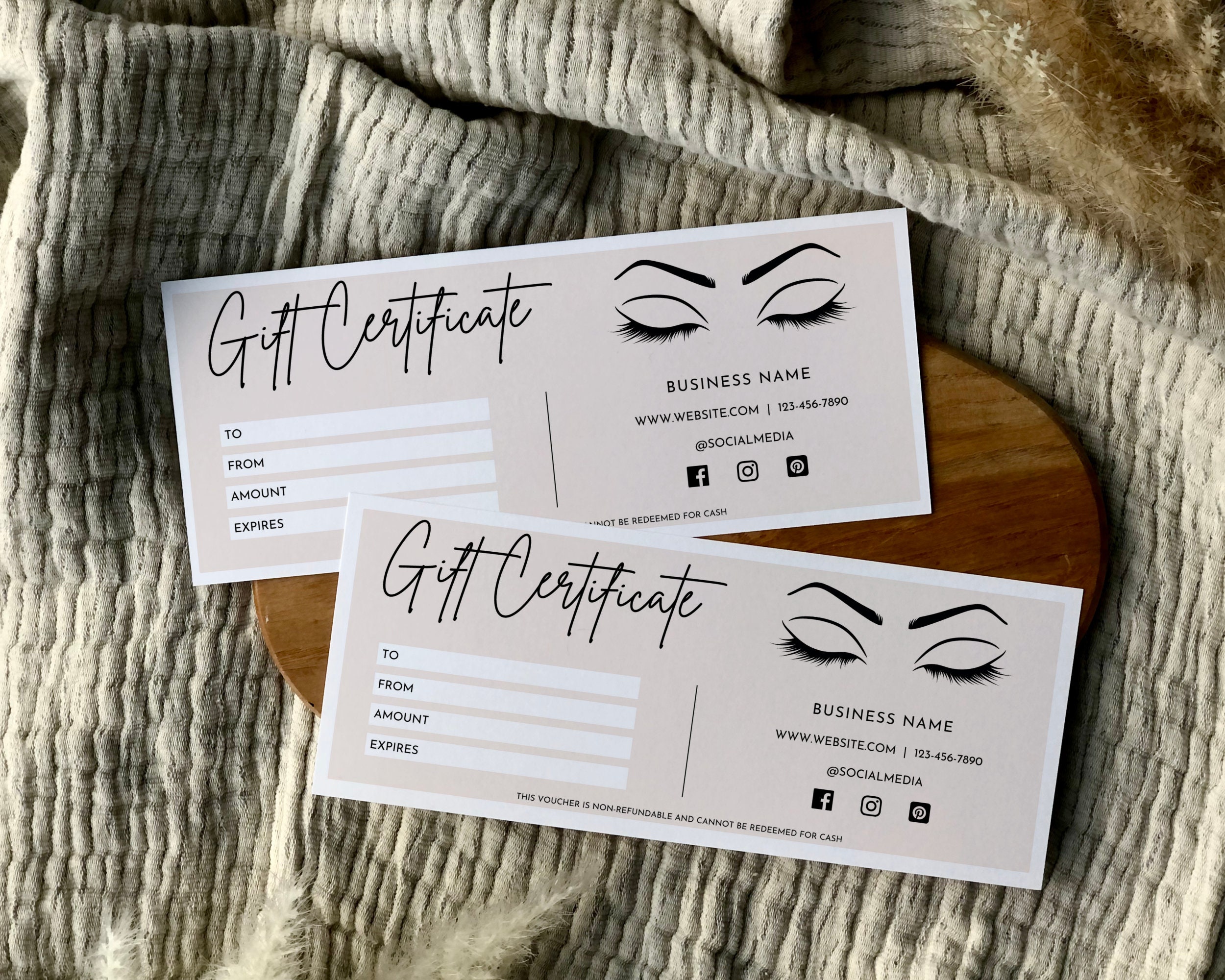 Eyelash Gift Certificate Template Printable Boho Gift Card - Etsy