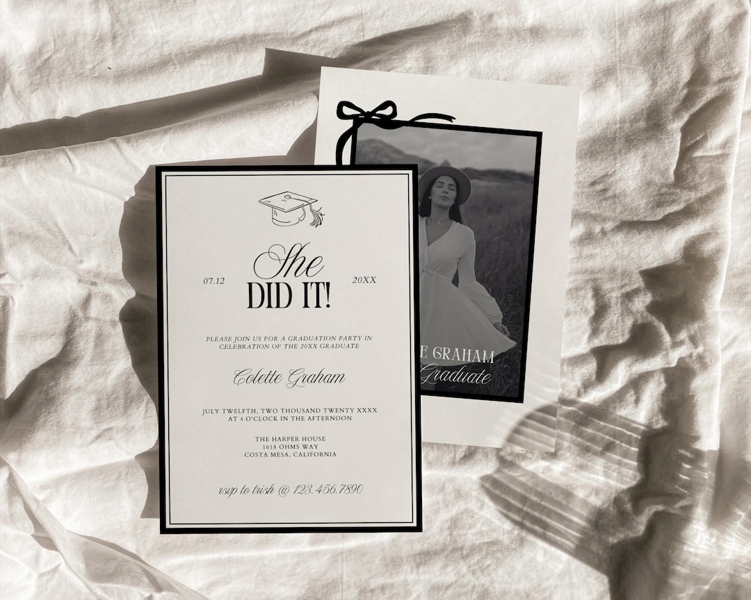 Classic Old Money Graduation Invitation Template, Minimalist Luxury ...
