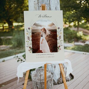 Boho Floral Graduation Welcome Sign Template, Arch Wildflower ...