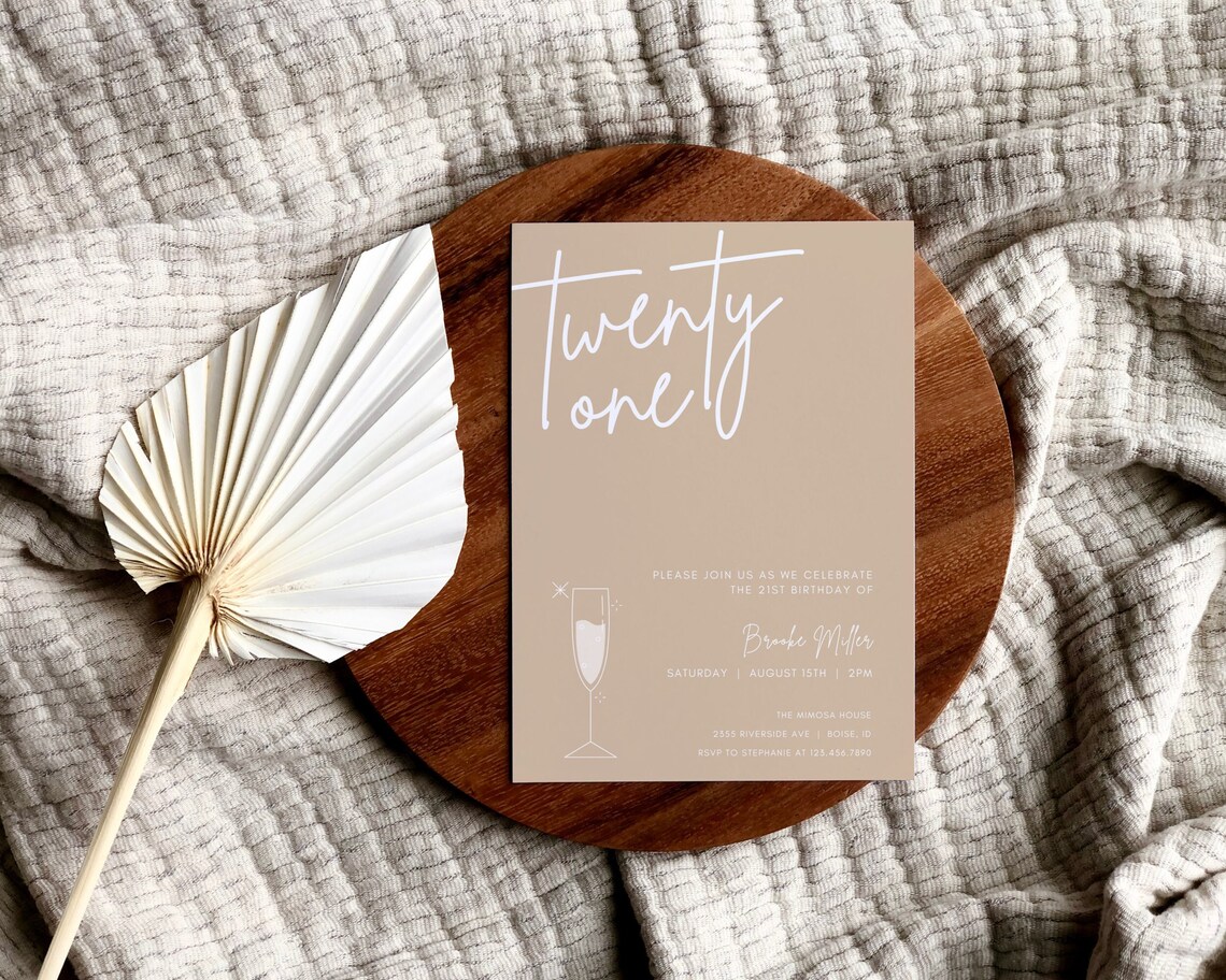 Modern 21st Birthday Invitation Minimalist Twenty One | Etsy