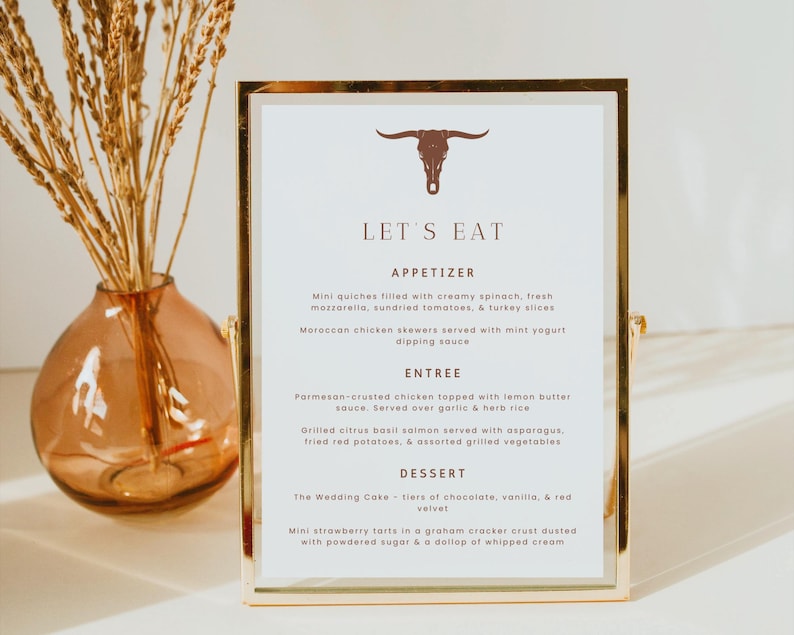 Western Terracotta Menu Sign, Desert Wedding Let's Eat Sign, Printable ...