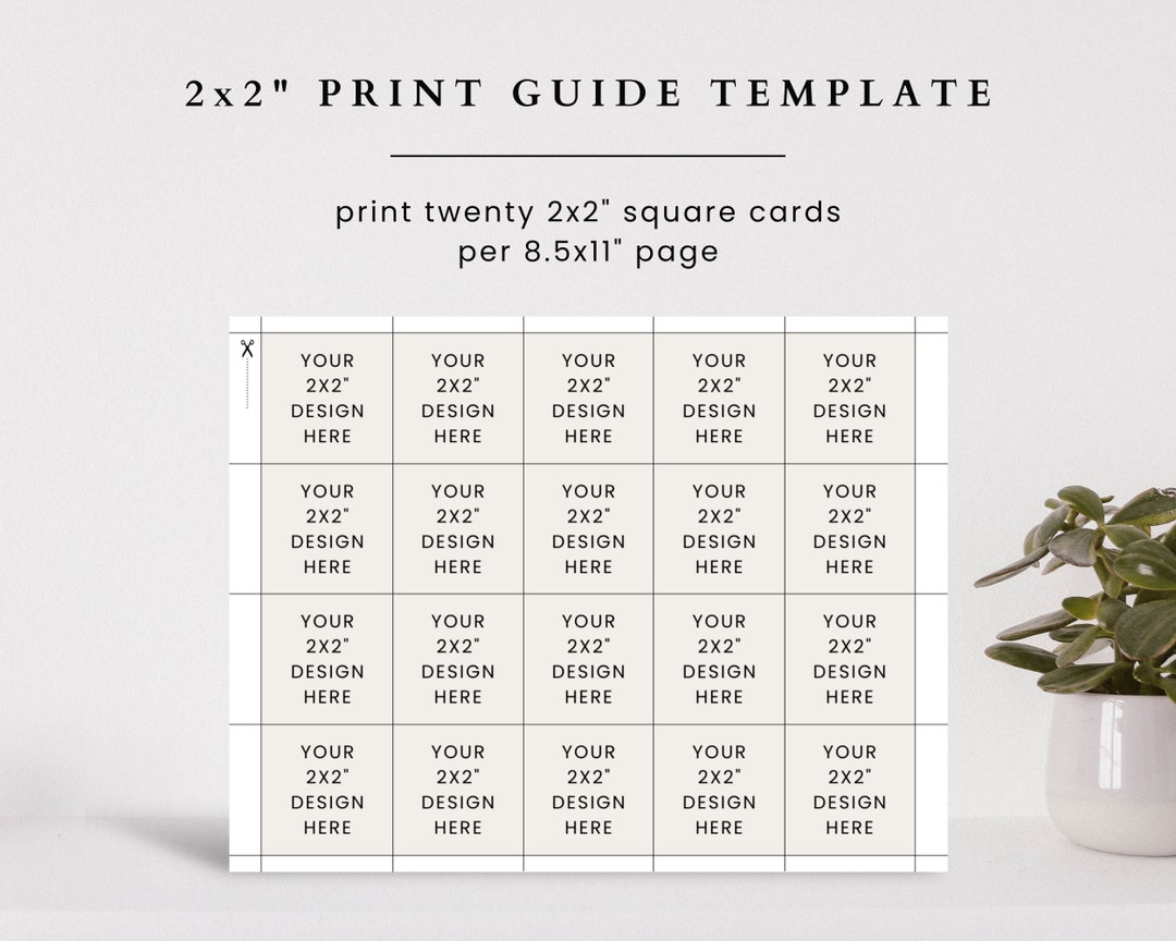 2x2 Square Printing Template, Square Gift Tag Print Guide Template, 2x2 ...
