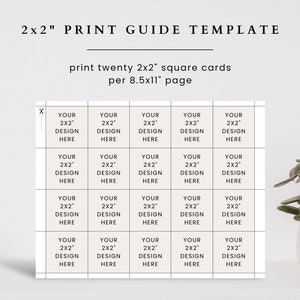 2x2 Square Printing Template, Square Gift Tag Print Guide Template, 2x2 ...