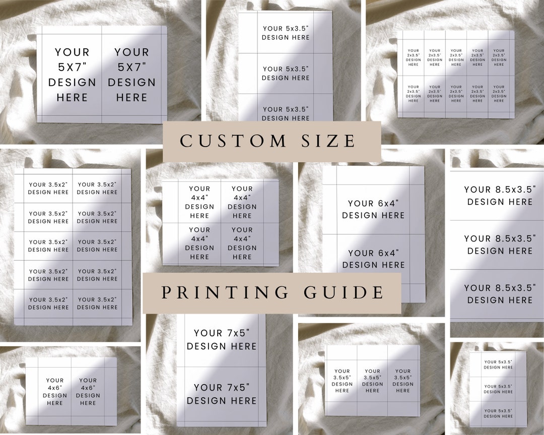 Custom Size Printing Template One 1 Card Print Guide Portrait ...