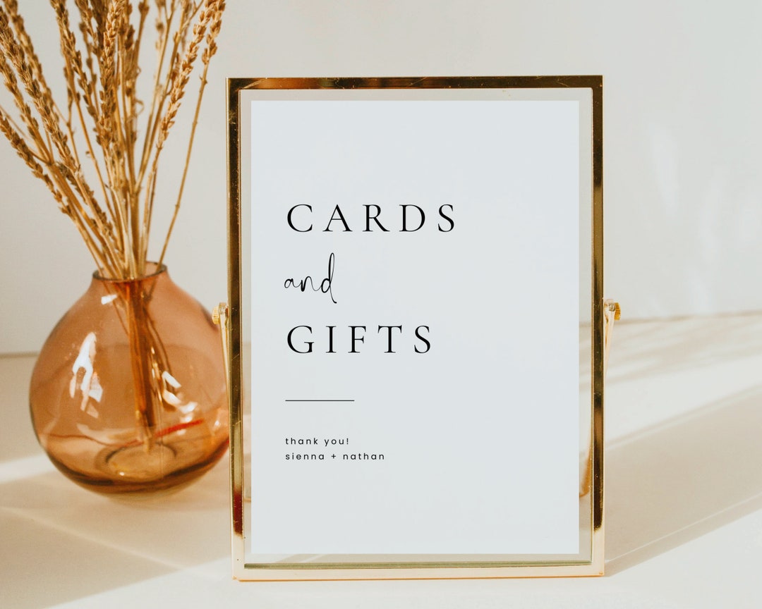 Minimalist Cards & Gifts Sign Template, Modern Cards and Gifts Wedding ...