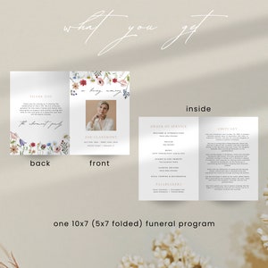 Wildflower Funeral Program Template, Blooming Floral Memorial Order of ...