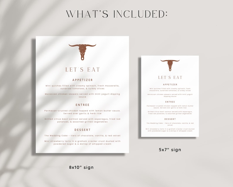 Western Terracotta Menu Sign, Desert Wedding Let's Eat Sign, Printable ...