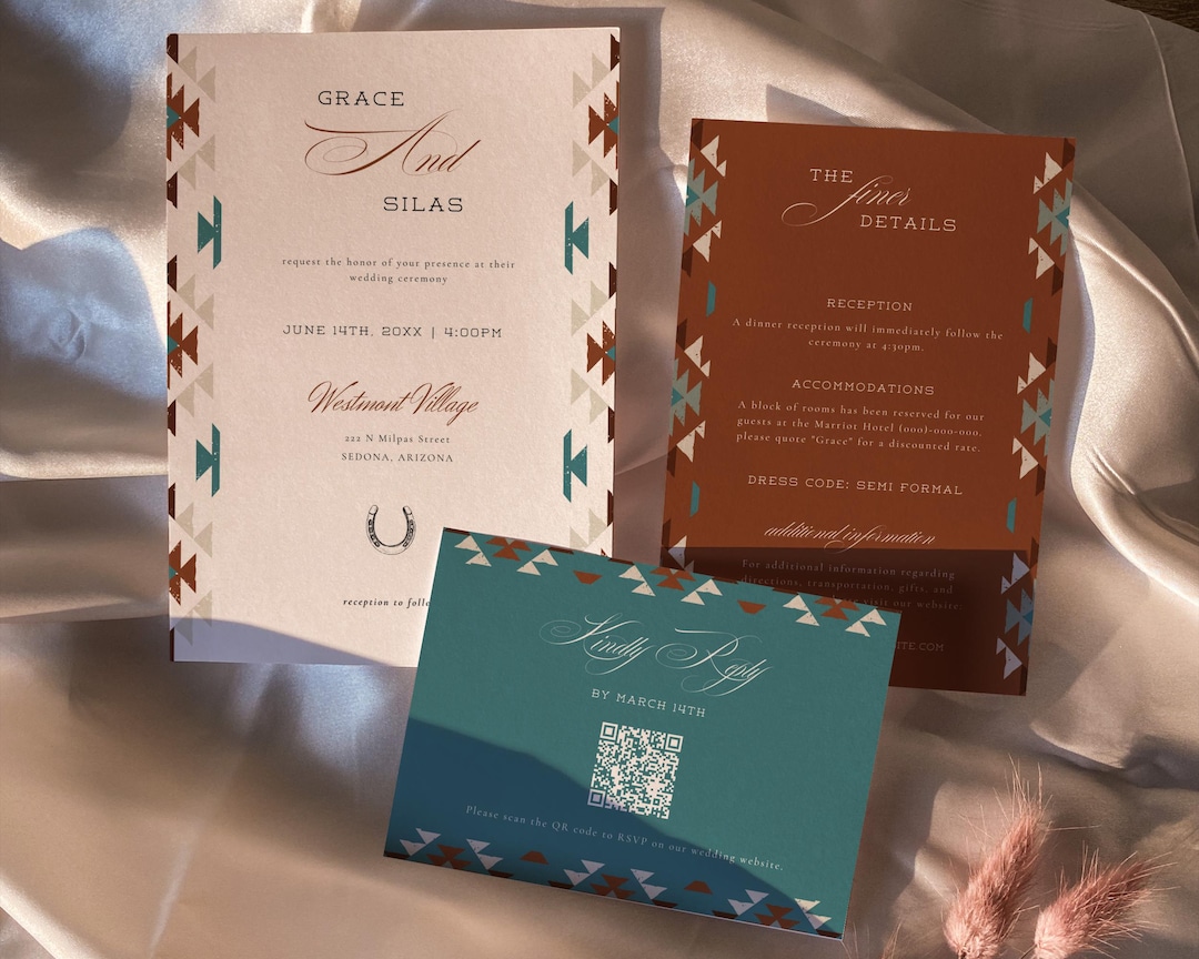 Southwestern Wedding Invitation Suite, Desert Ranch Wedding Invitation ...